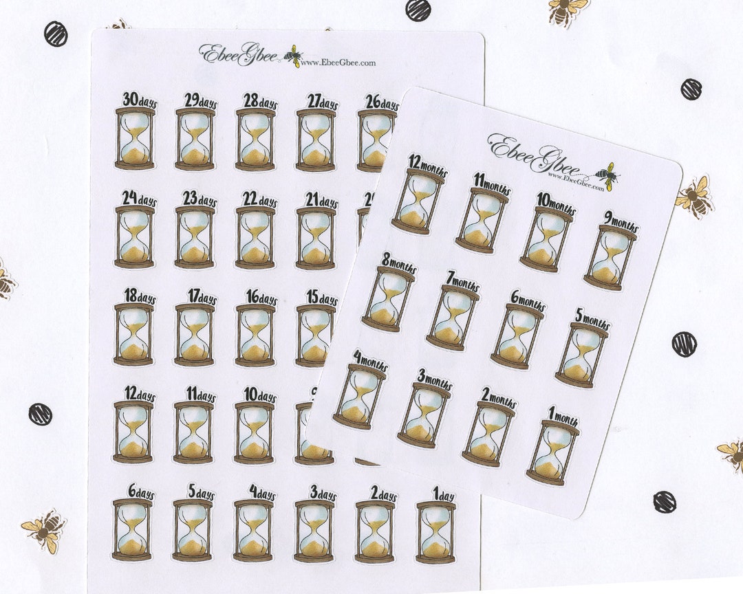 HOURGLASS COUNTDOWN Planner Stickers Hand Drawn - Etsy