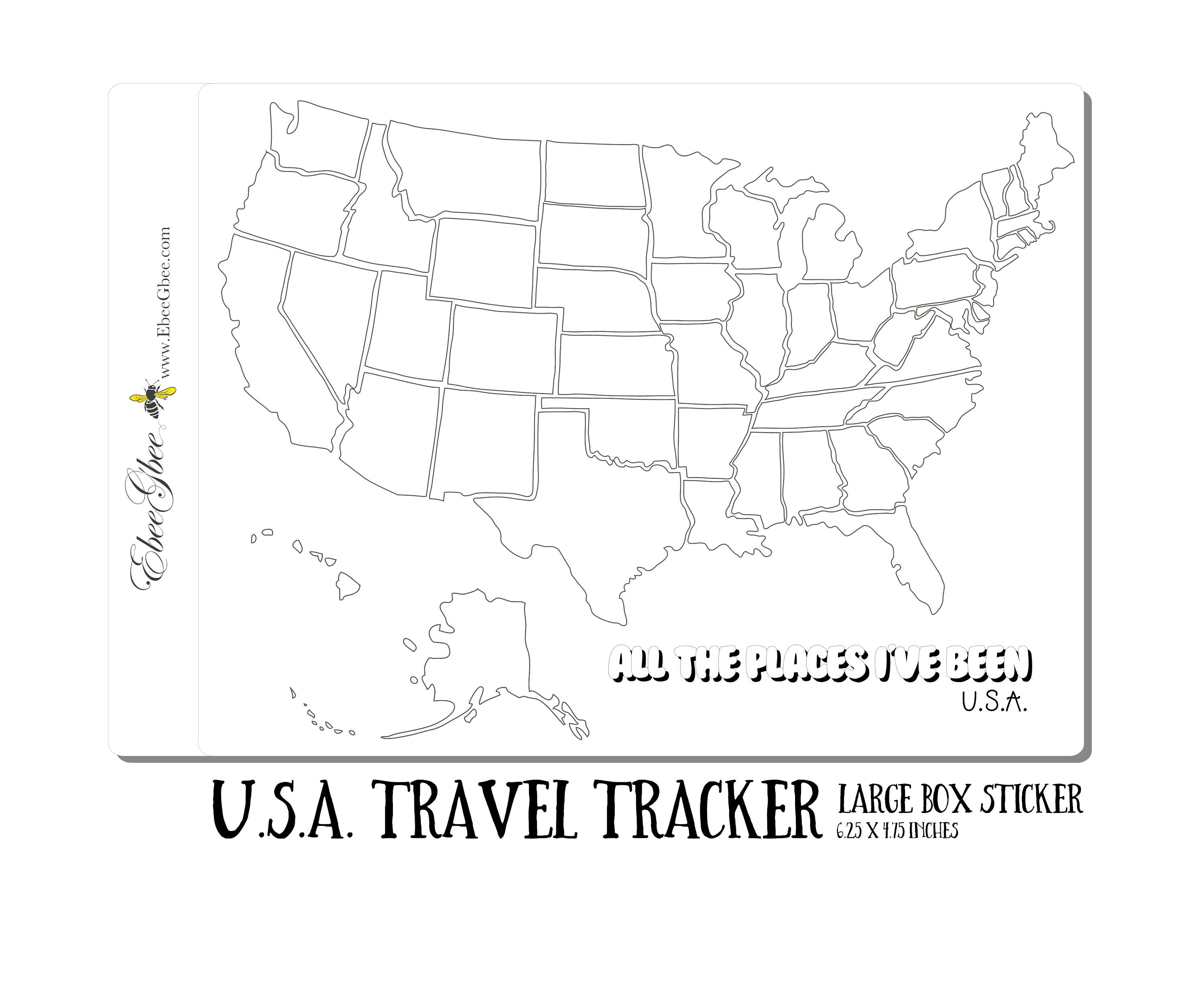 U.S.A. MAP TRAVEL TRACKER Planner Stickers | Etsy