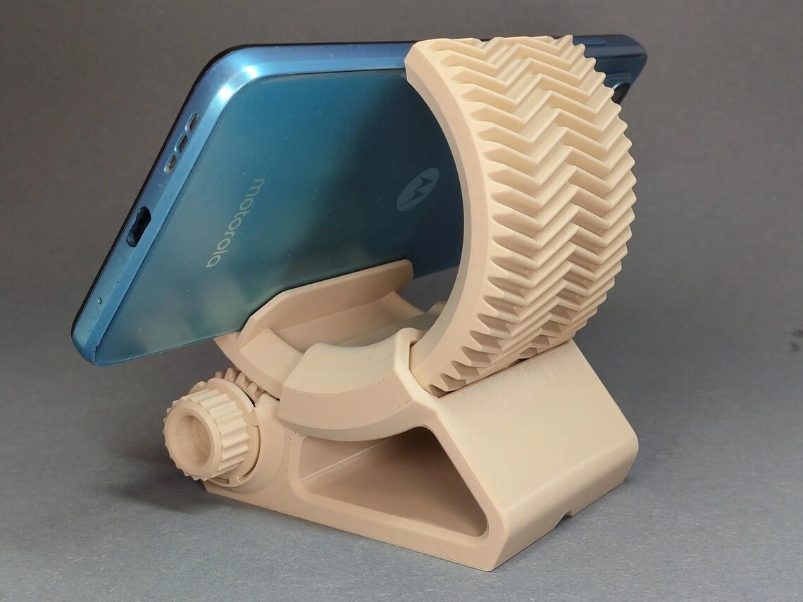 3d-printed Geared Phone Stand – Adjustable Angle & Charging Port ...