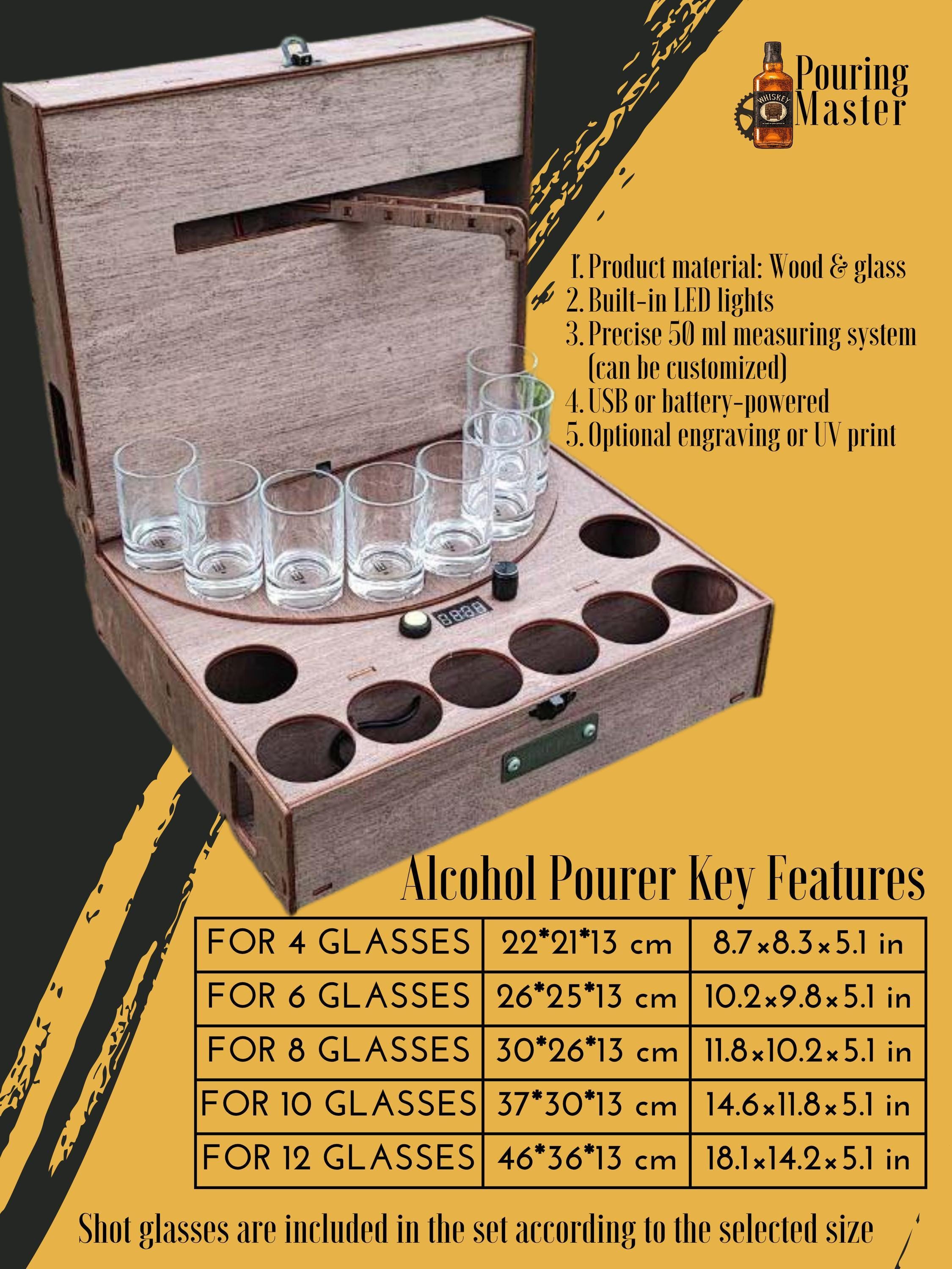 Custom LED Alcohol Dispenser – Automatic Whiskey Pourer for 4, 6, 8, 10 ...