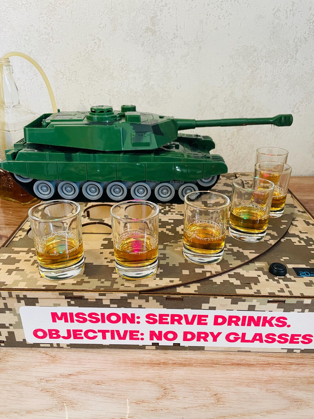 Military Tank Whiskey Dispenser With LED: Tactical Man Cave Decor ...