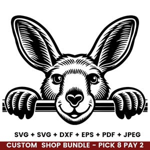 Peeking Cute Kangaroo Svg Png Dxf Eps Vector Graphic Cut File, Animal ...