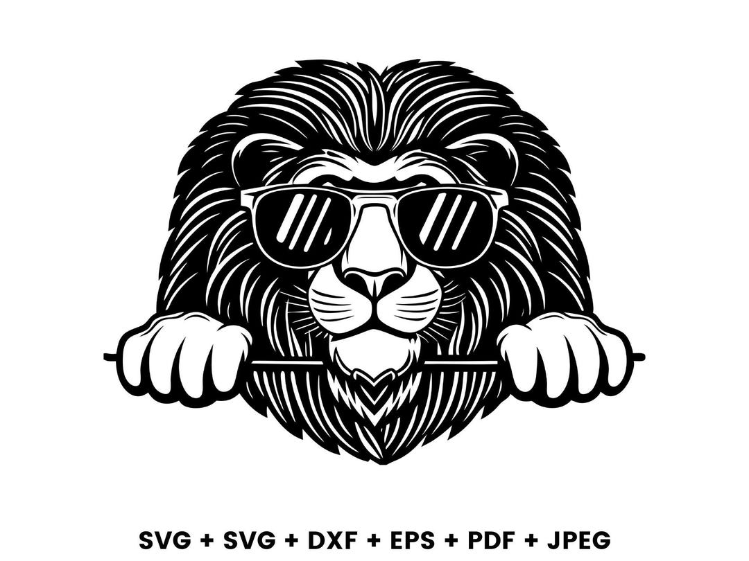 Peeking Lion With Sunglasses Svg Png Dxf Eps Vector Graphic Cut File ...
