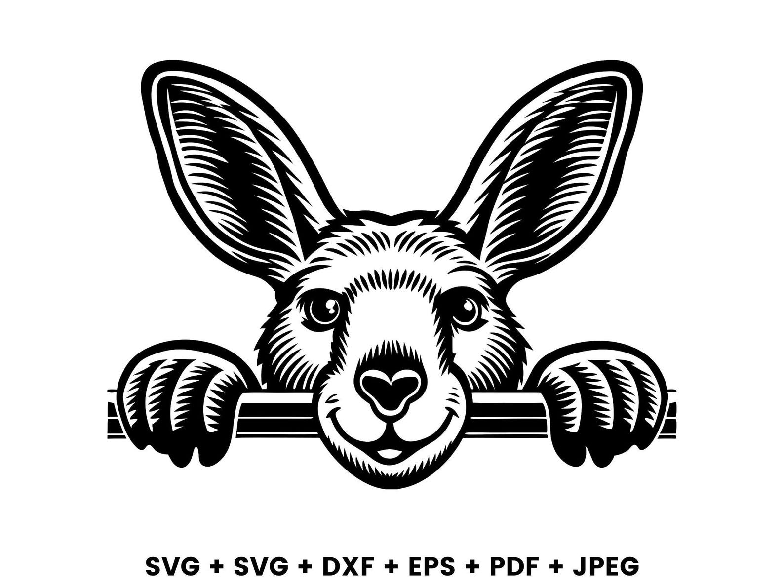 Peeking Cute Kangaroo Svg Png Dxf Eps Vector Graphic Cut File, Animal ...