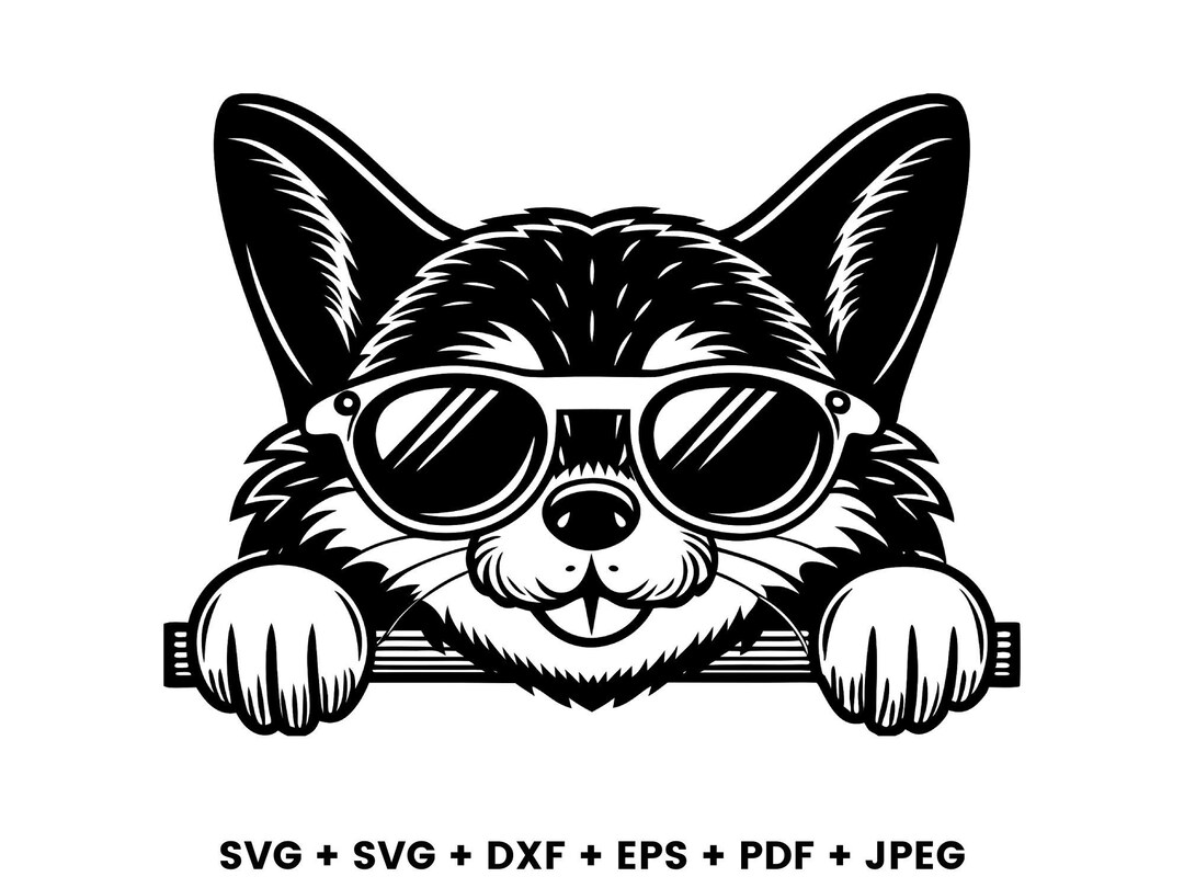 Peeking Fox With Sunglasses Svg Png Dxf Eps Vector Graphic Cut File ...