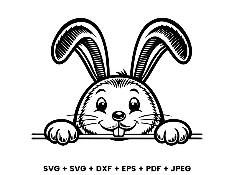 Peeking Cute Bunny Svg Png Dxf Eps Vector Graphic Cut File, Animal ...