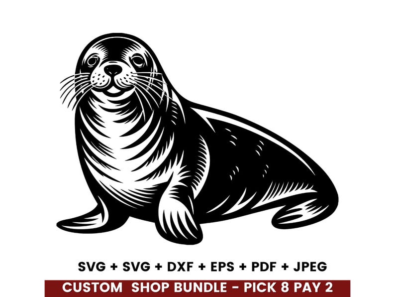 Cute Seal Svg Png Dxf Eps Vector Graphic Cut File, Animal Silhouette ...