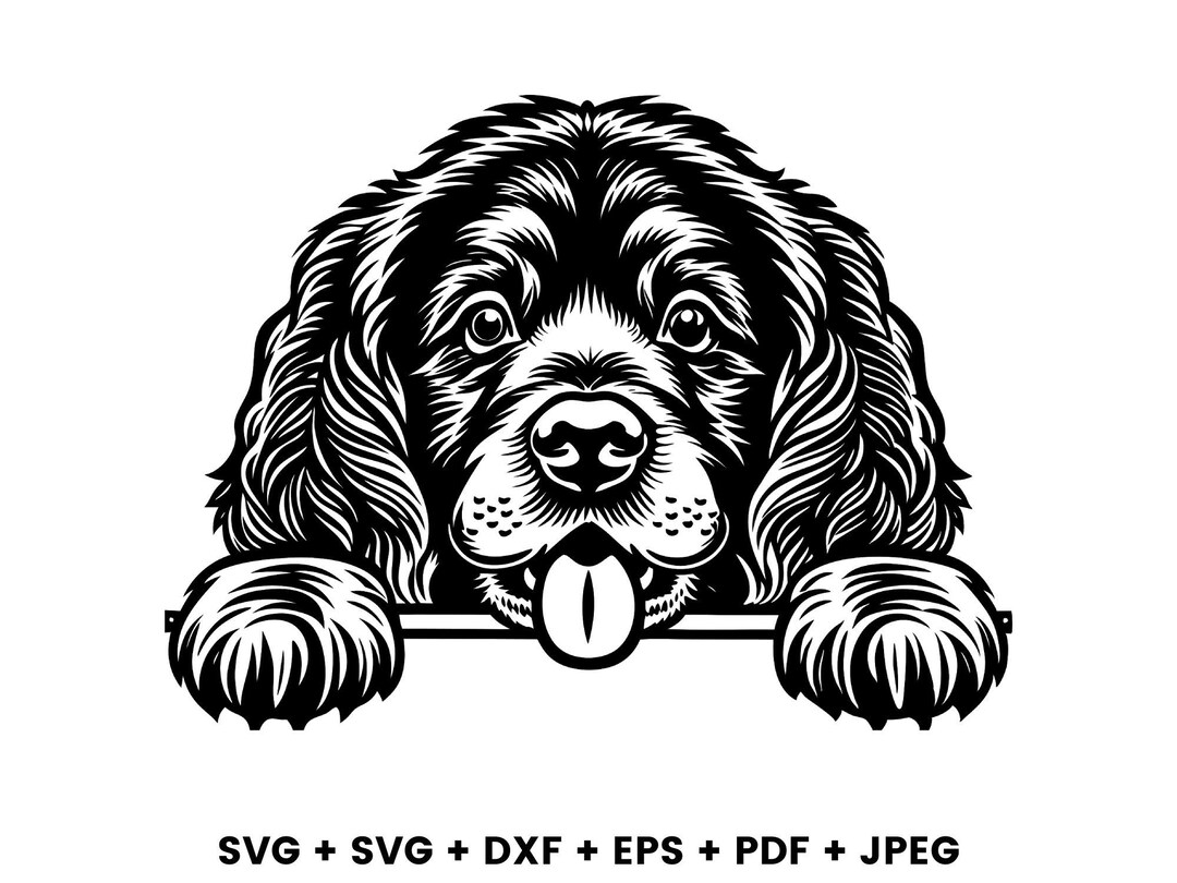 Peeking Cocker Spaniel Dog Svg Png Dxf Eps Vector Graphic Cut File ...
