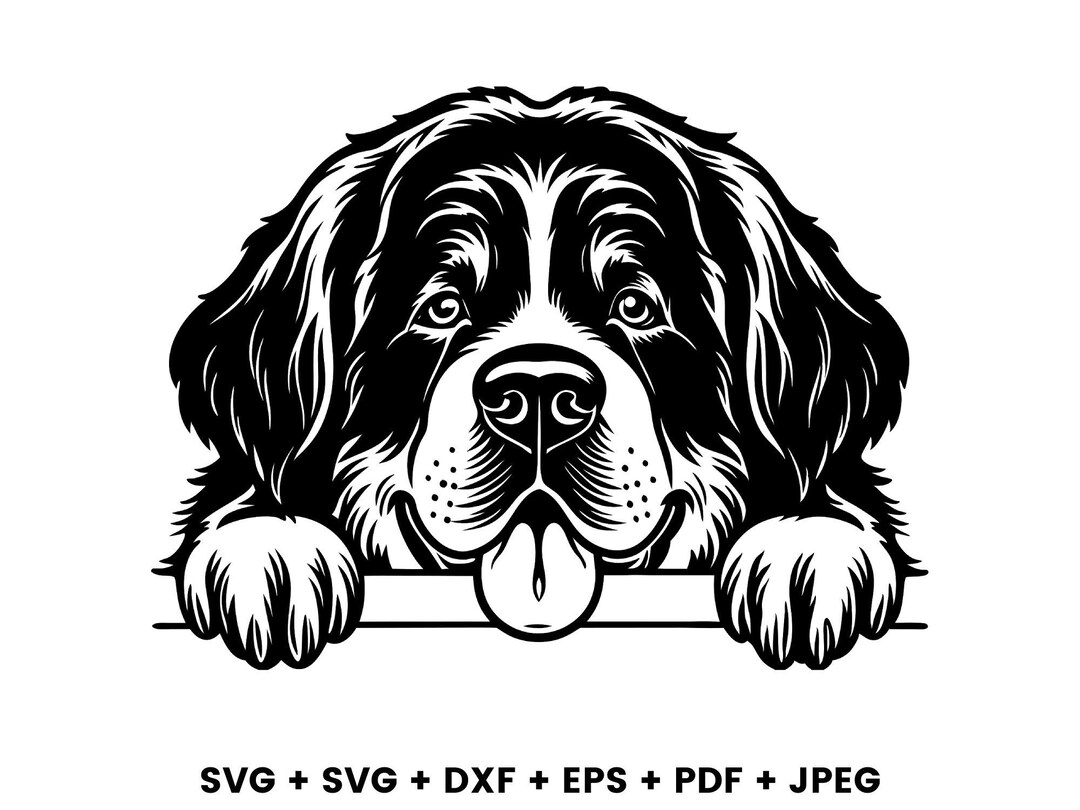 Peeking Cute Saint Bernard Dog Svg Png Dxf Eps Vector Graphic Cut File ...