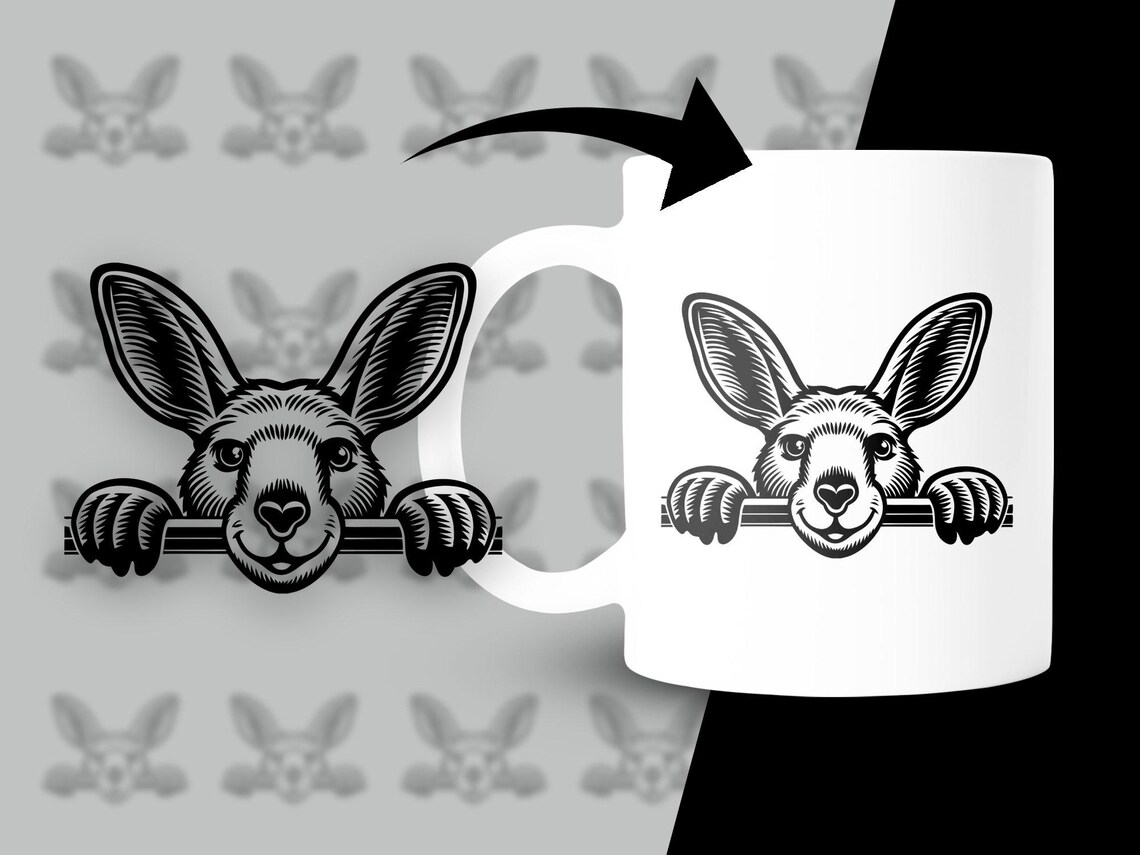 Peeking Cute Kangaroo Svg Png Dxf Eps Vector Graphic Cut File, Animal ...