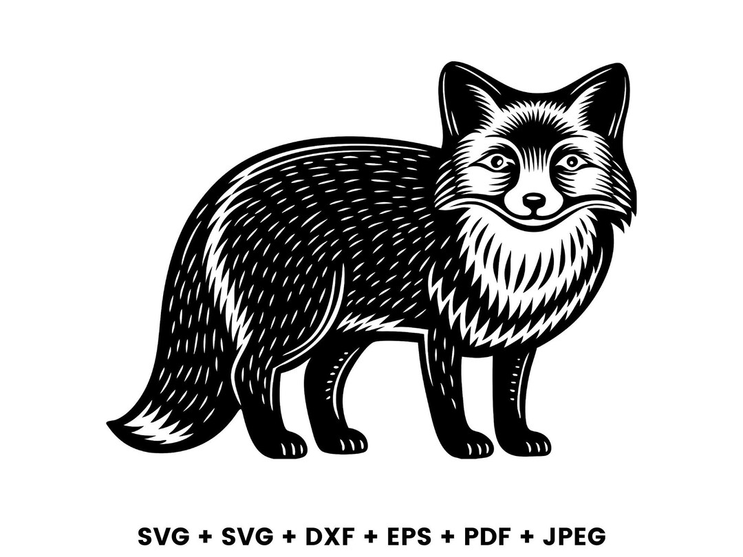 Cute Fox Svg Png Dxf Eps Vector Graphic Cut File, Animal Silhouette ...