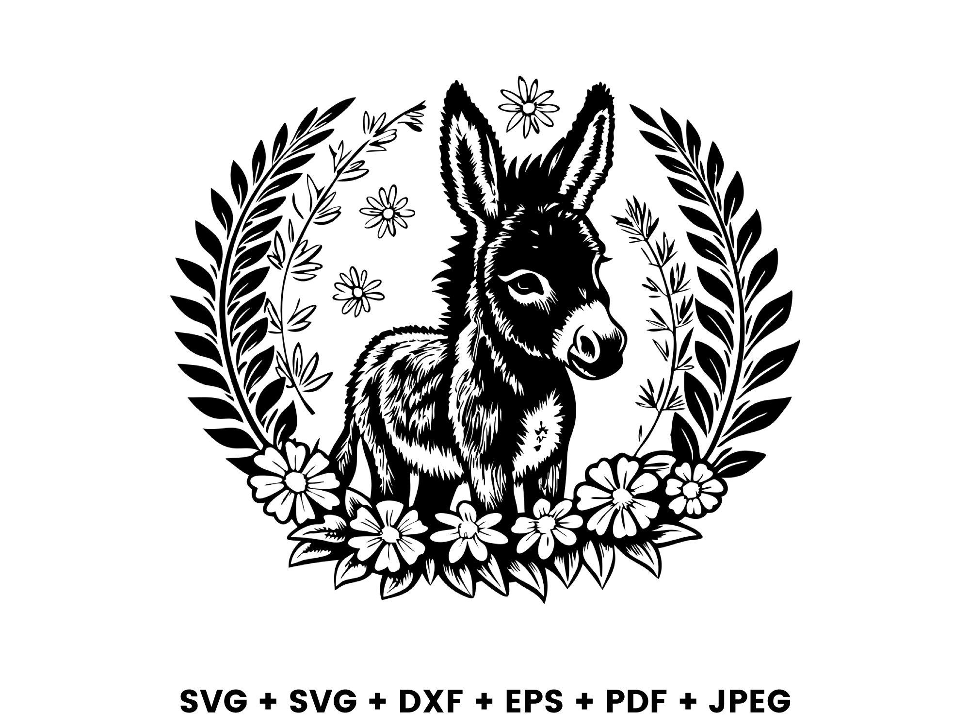 Cute Highland Donkey Svg Png Dxf Eps, Vector Graphic Cut File, Animal ...