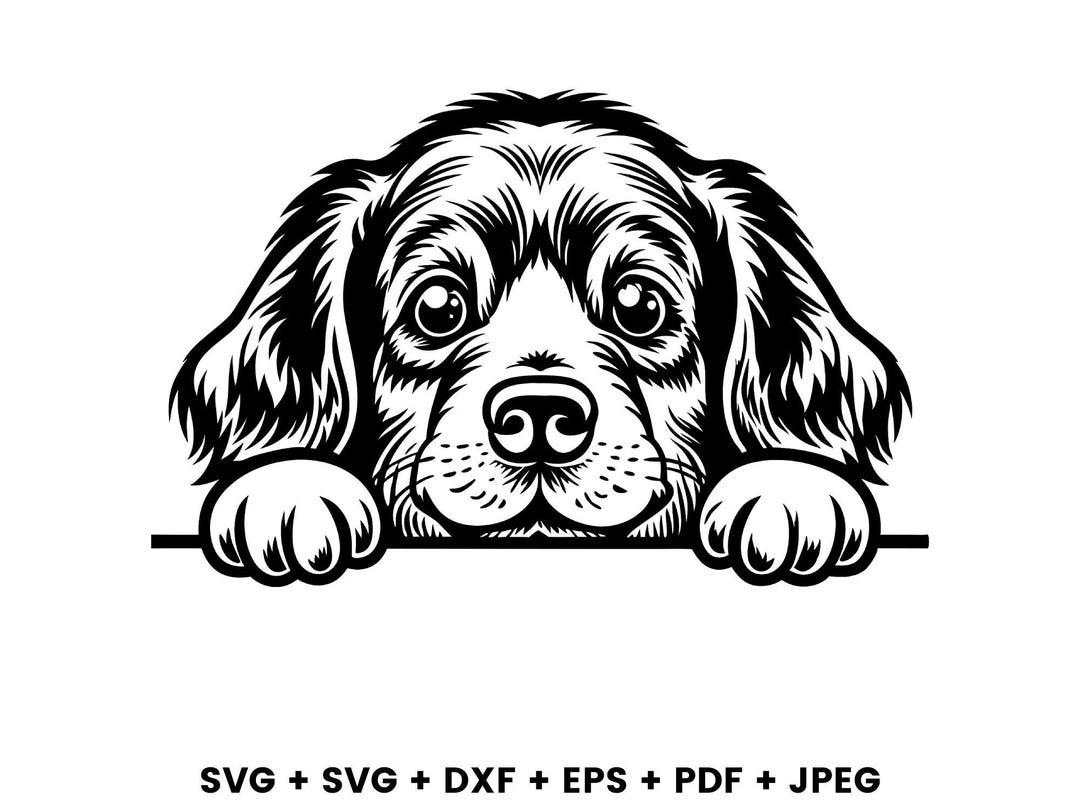 Peeking Cute Cocker Spaniel Dog Svg Png Dxf Eps Vector Graphic Cut File ...