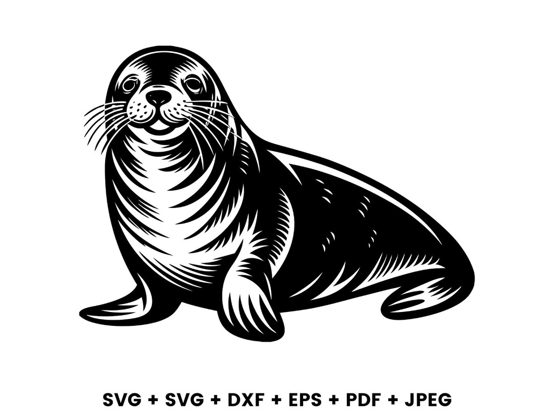 Cute Seal Svg Png Dxf Eps Vector Graphic Cut File, Animal Silhouette ...