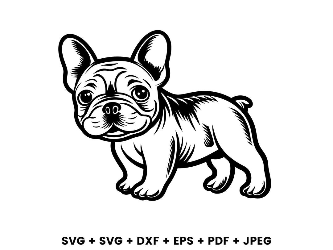 Cute French Bulldog Puppy Dog Svg Png Dxf Eps, Vector Graphic Cut File ...