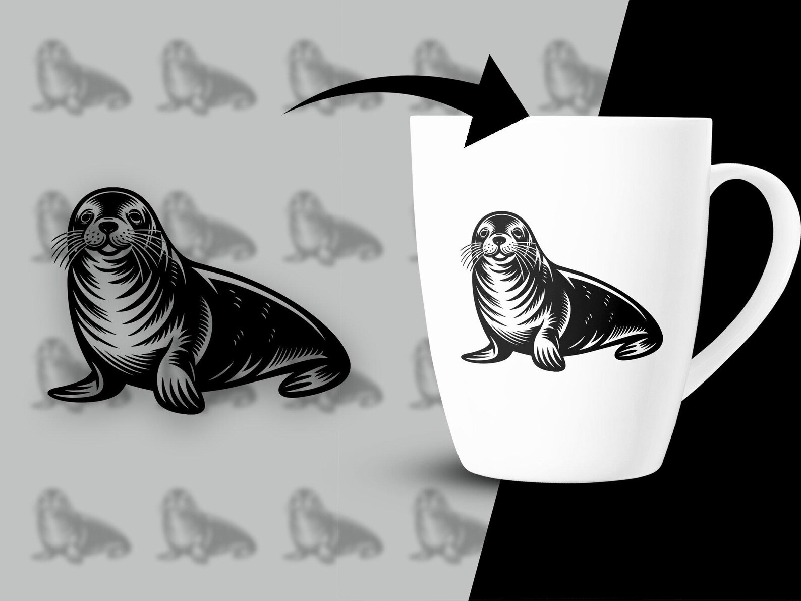 Cute Seal Svg Png Dxf Eps Vector Graphic Cut File, Animal Silhouette ...