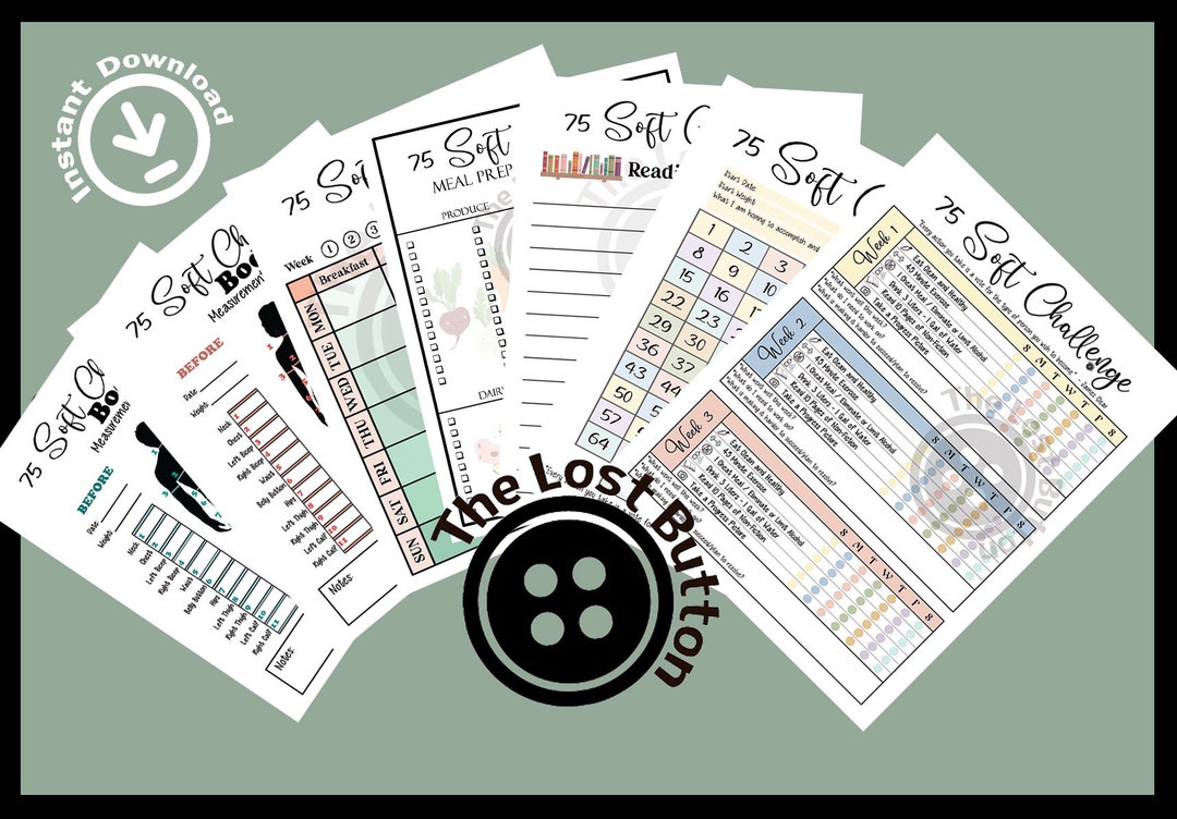 75 Soft Challenge Tracker Bundle - Fitness - Exercise - Printable ...