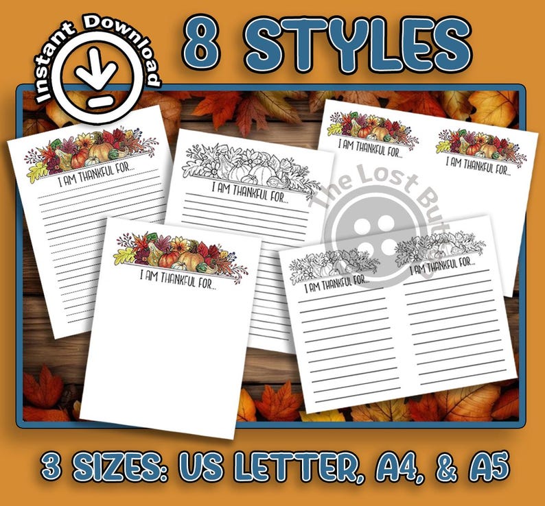 Thanksgiving Gratitude List Printable: Family Activity (digital ...