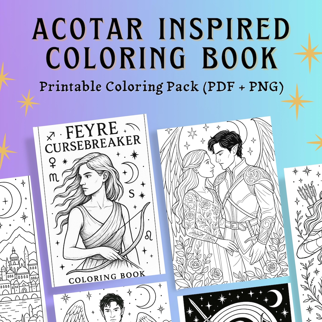Acotar Coloring Book Printable | 50 Fantasy Coloring Pages | Feyre ...