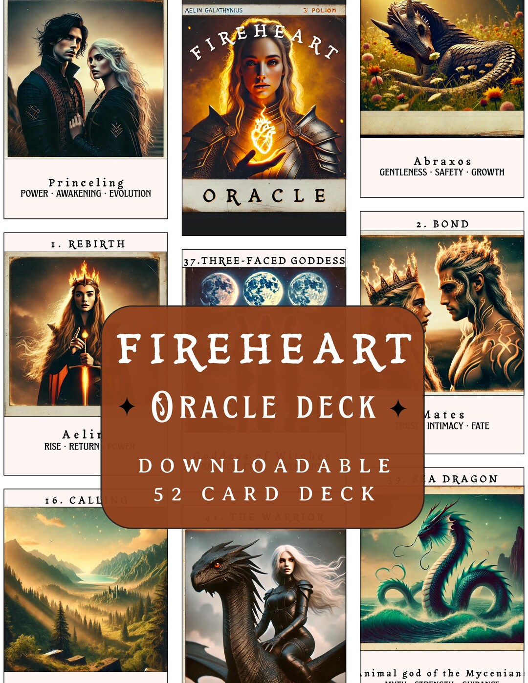 Fireheart Oracle Deck: Throne of Glass Inspired Cards (PDF Download) - Etsy