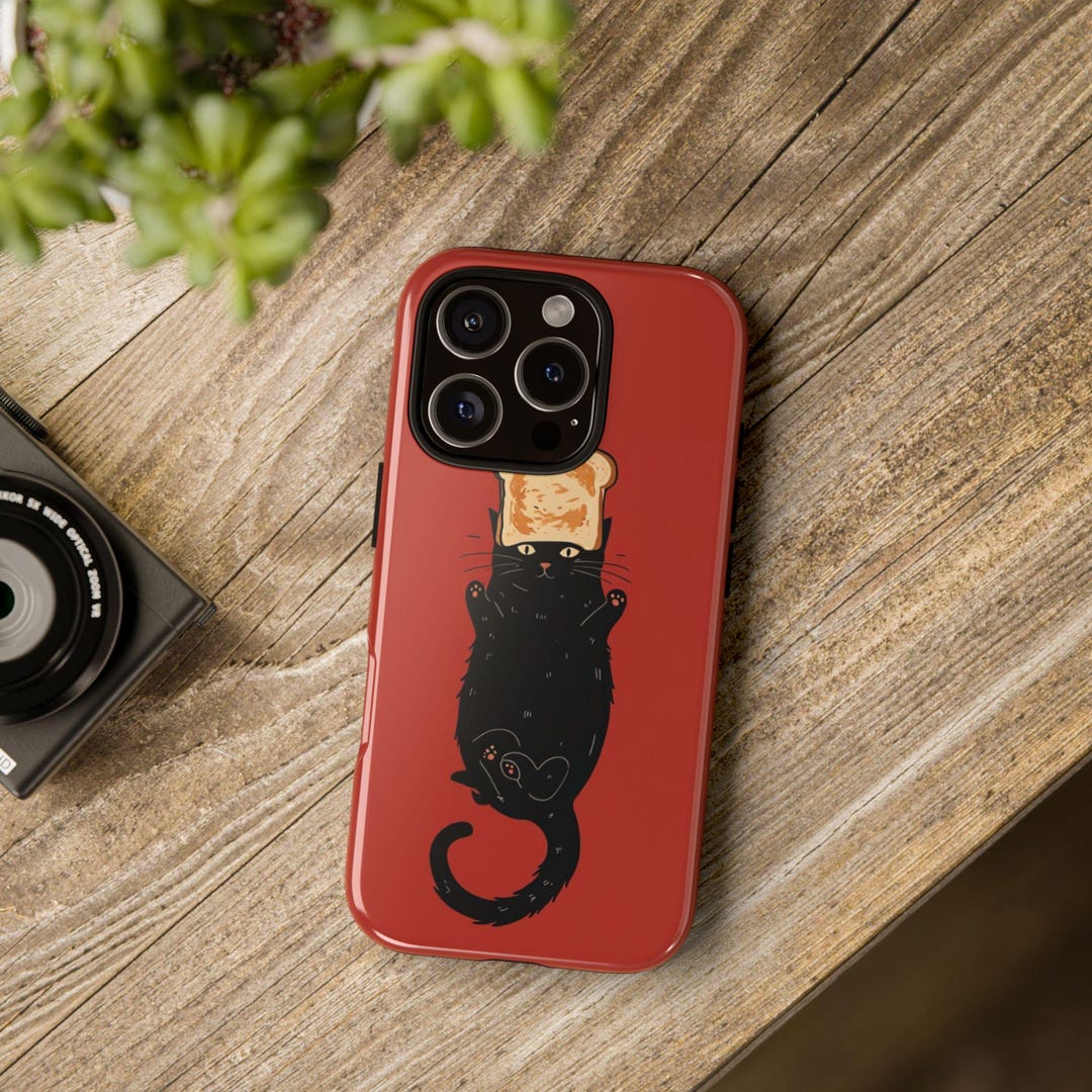 Funny Cat With Toast Phone Case, Cat Lover Gift, Protective Cover ...