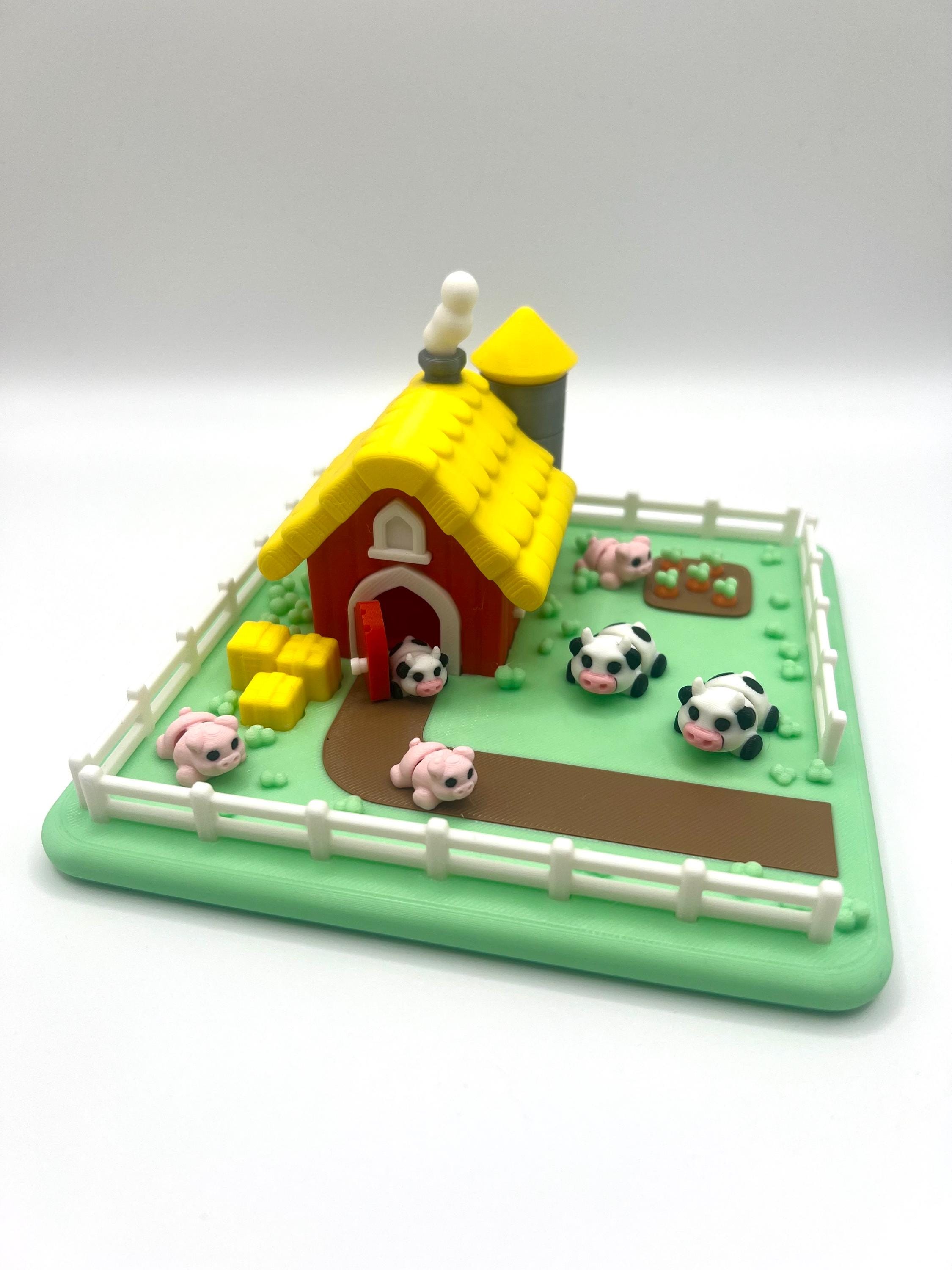 3D Printed Farm Animal Barn: Cow & Pig Family Fidget Toy - Etsy