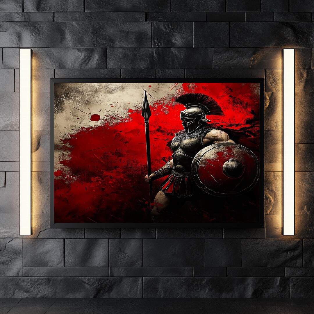 Spartan Warrior Wall Art, Framed Horizontal Poster, Home Decor, Man ...