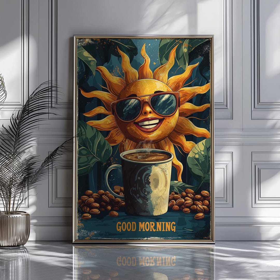 Vintage Coffee Art Print: Good Morning Sun Poster - Etsy
