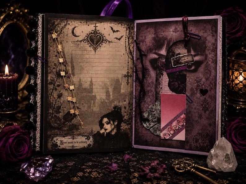 Journal. Goth Girl Handmade Journal: Dark Romantic Purple Black Theme ...