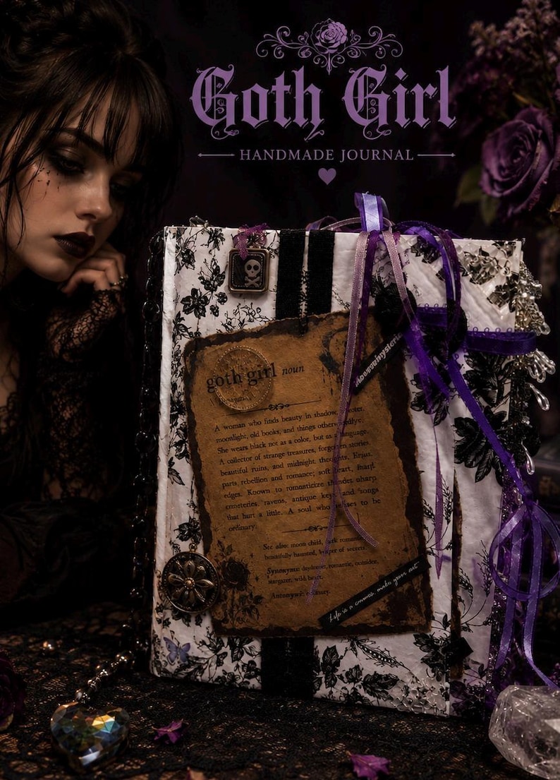 Journal. Goth Girl Handmade Journal: Dark Romantic Purple Black Theme ...