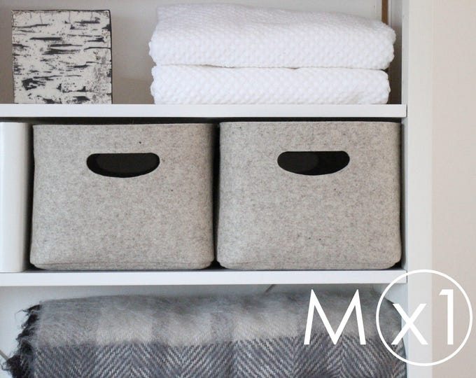 Medium Size / Custom-made Felt Storage Basket / Storage Box for a Shelf ...