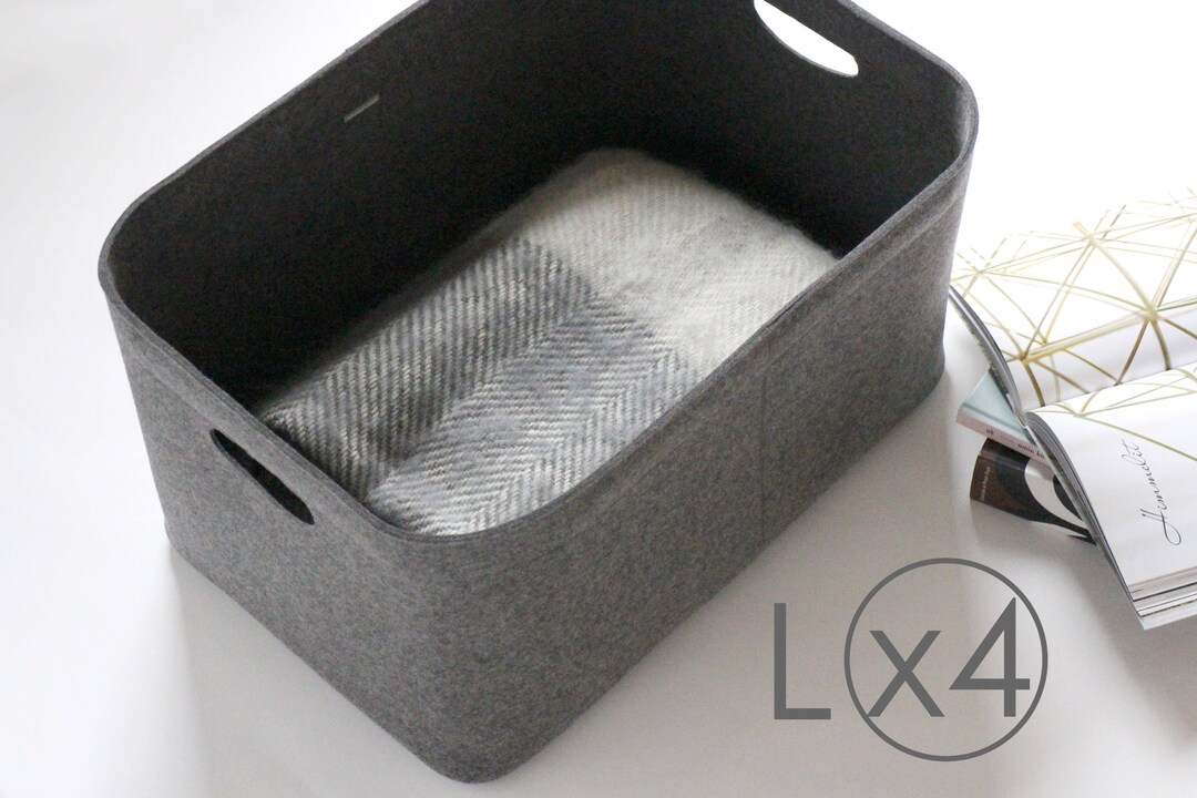 Large Size, Set of 4 / Custom-made Felt Storage Basket / Storage Box ...