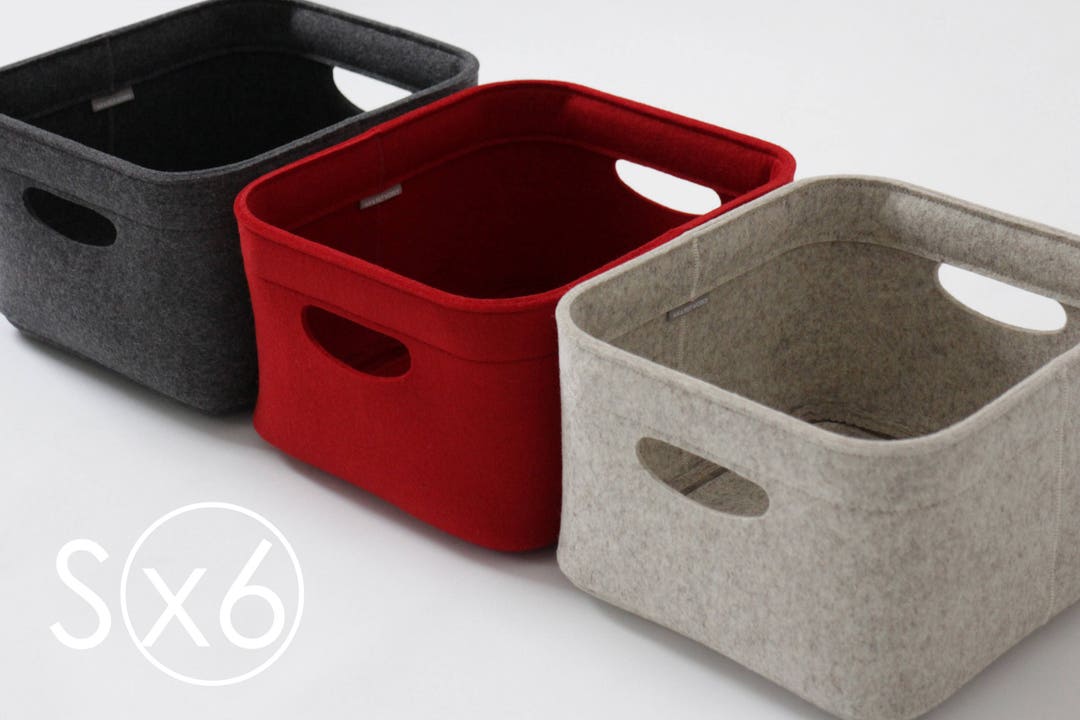 Small Size, Set of 6 / Custom-made Felt Storage Basket / Storage Box ...