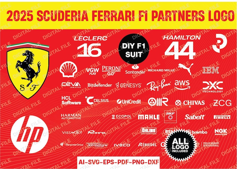 2025 Scuderia Ferrari F1 Formula 1 Partner Sponsor All Vector Logos ...