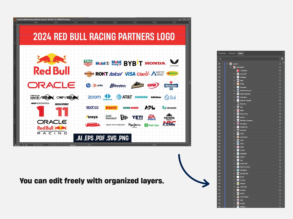 2024 Red Bull Racing F1 Formula 1 Partner Sponsor Vector Logos High ...