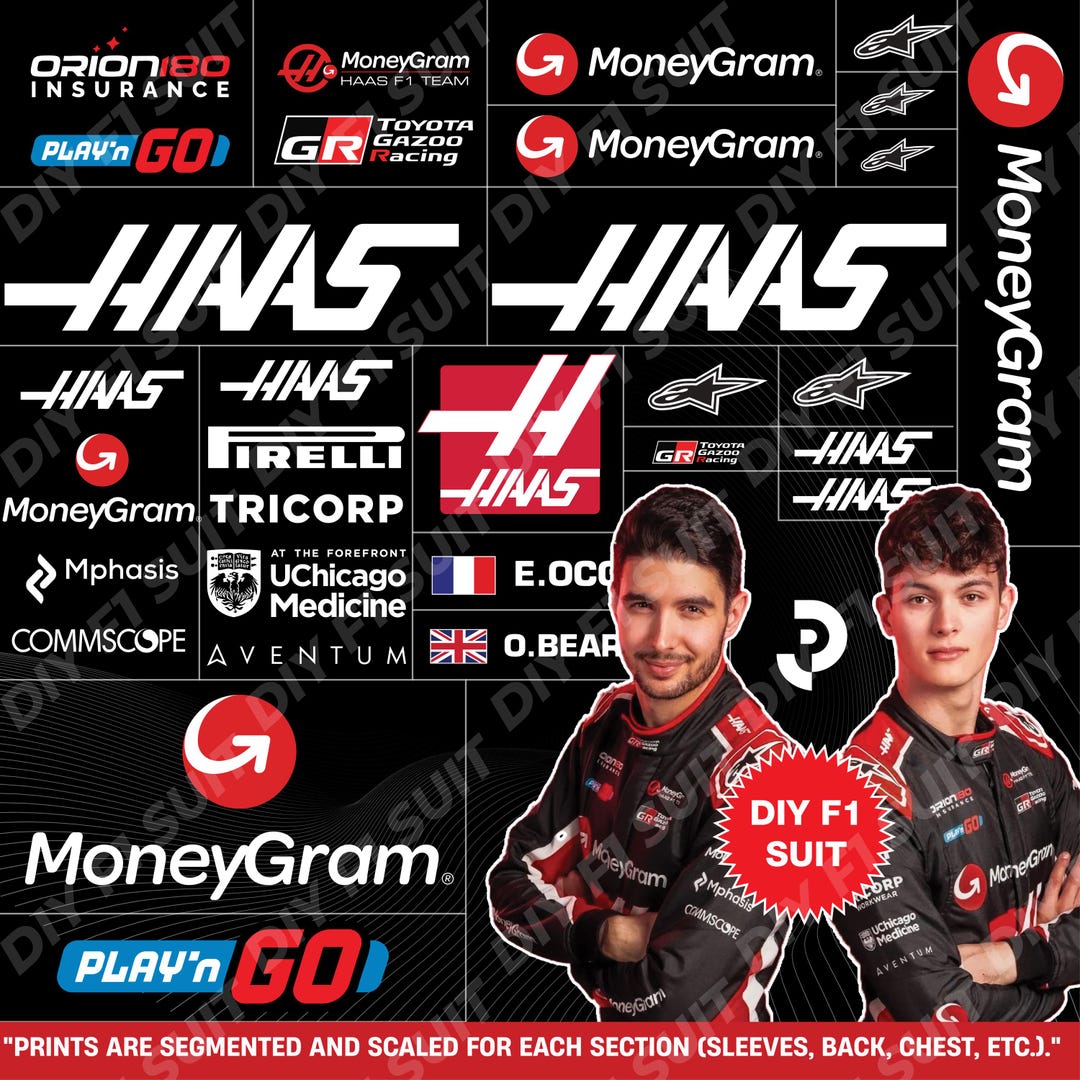2025 Haas F1 Racing Suit Sticker Decal Logo Pack – Print & Cut Ready ...