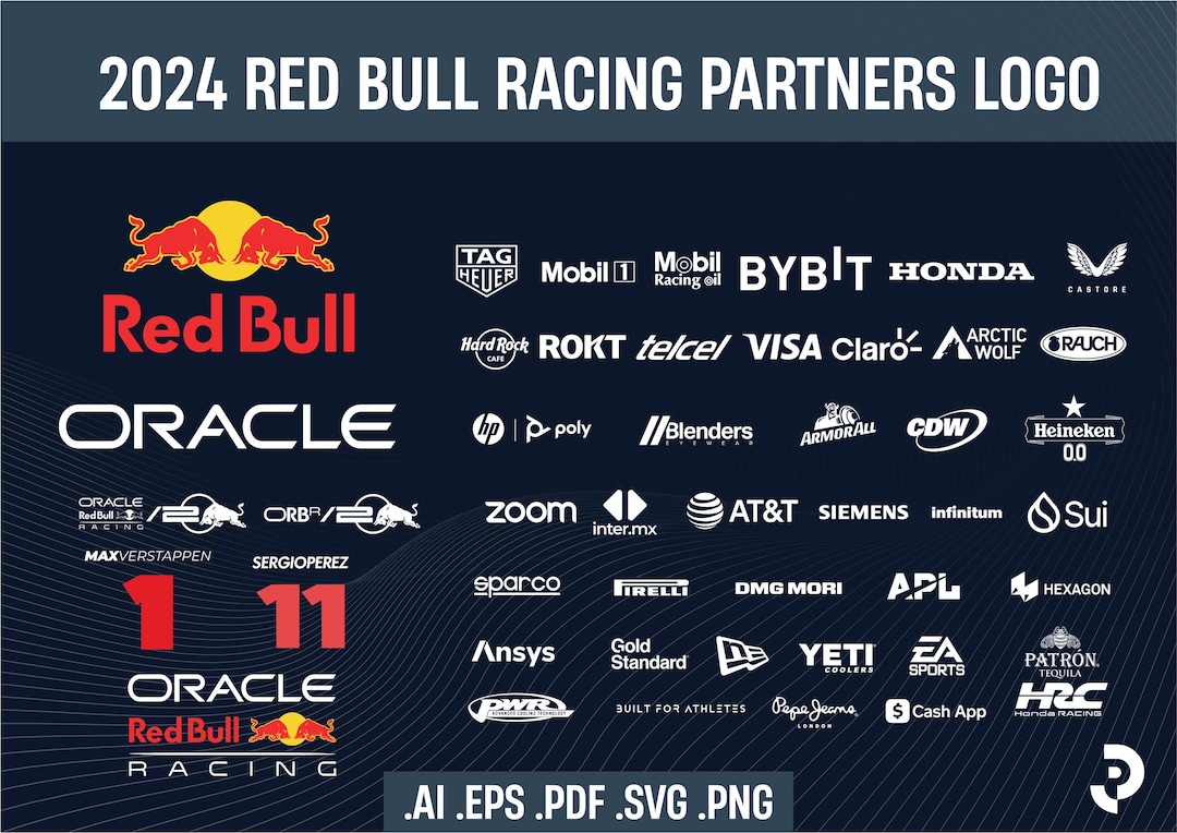 2024 Red Bull Racing F1 Formula 1 Partner Sponsor Vector Logos High ...