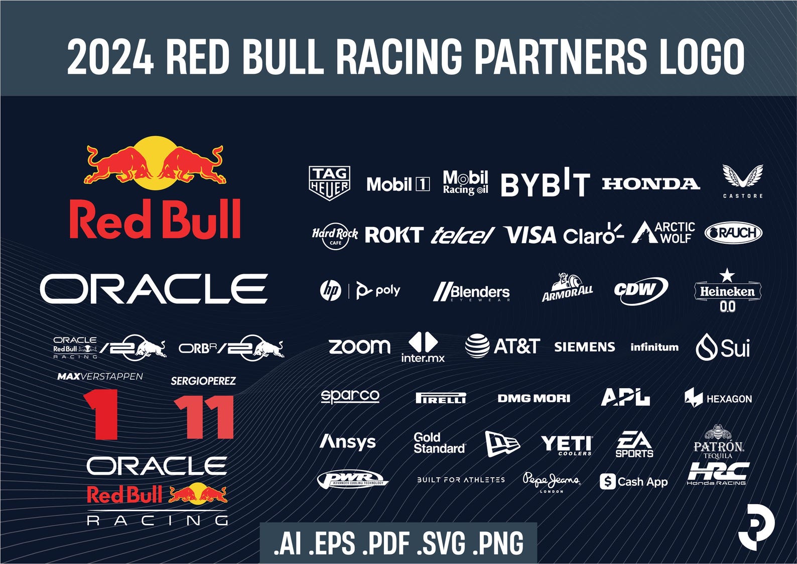 2024 Red Bull Racing F1 Formula 1 Partner Sponsor Vector Logos High ...