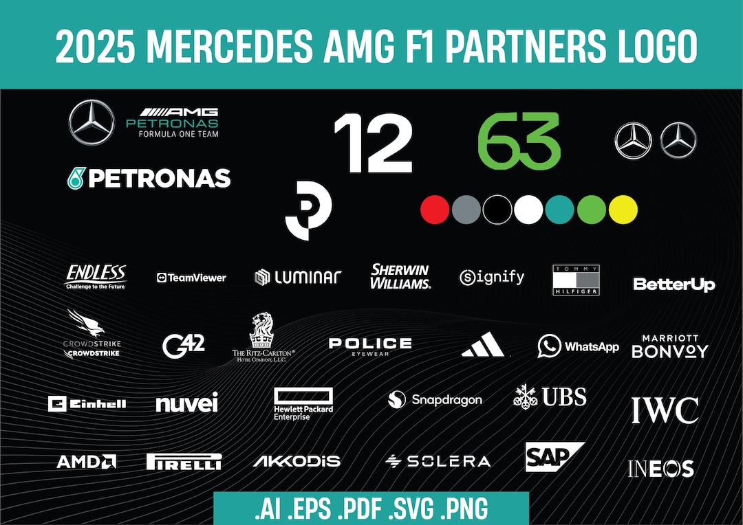 2025 Mercedes AMG F1 Formula 1 Partner Sponsor Vector Logos High ...