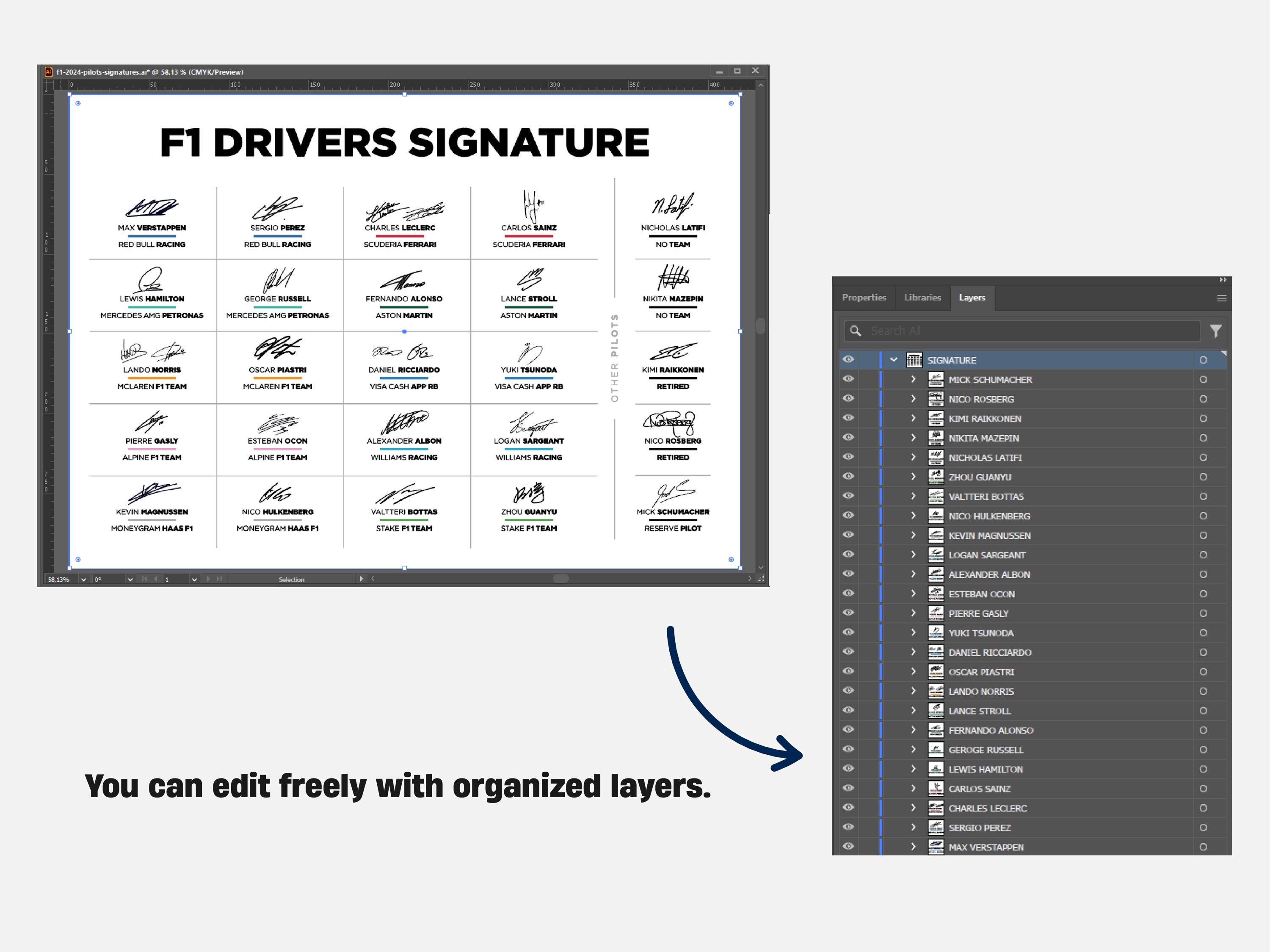 Formula 1 F1 Popular Drivers Signatures Vector Logos High-quality ...