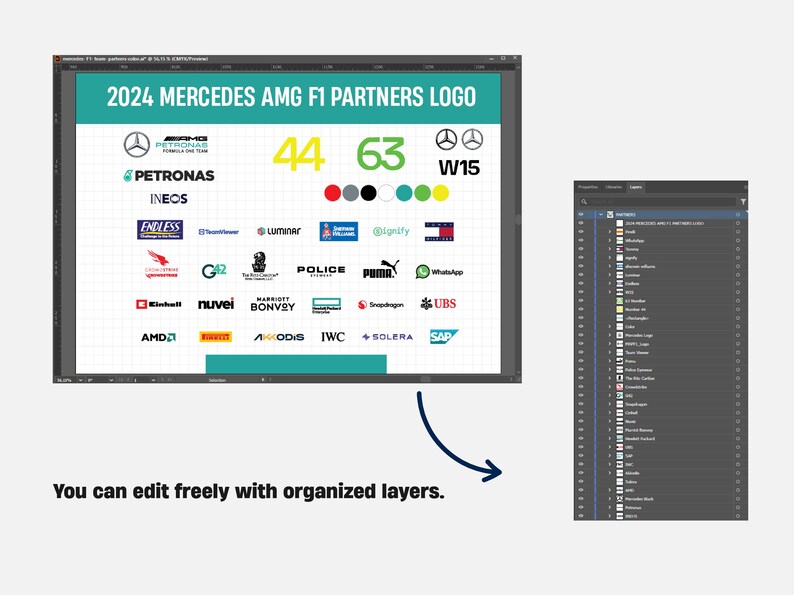 2024 Mercedes AMG F1 Formula 1 Partner Sponsor Vector Logos High ...