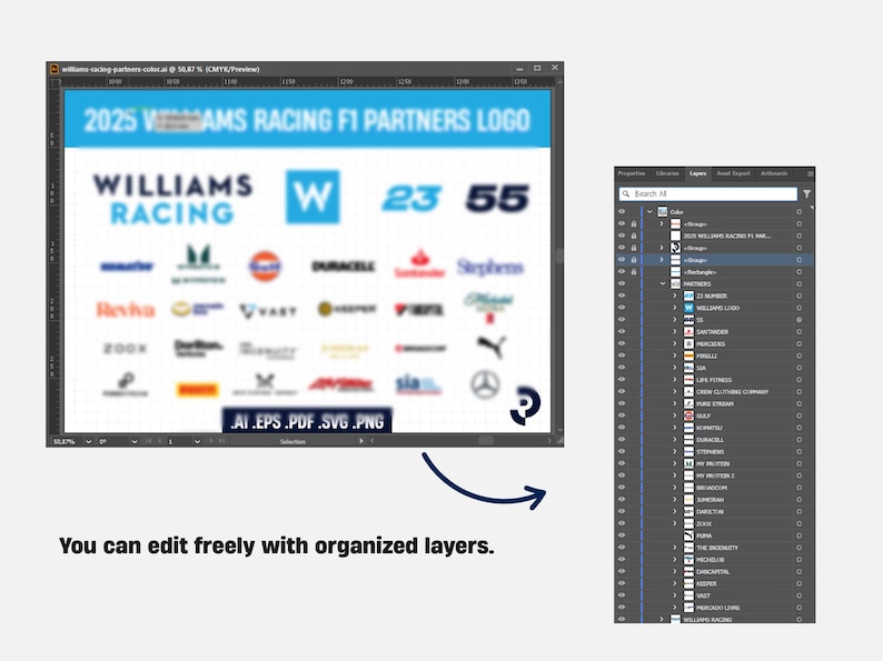 Williams Racing F1 Partner Logos 2025: Vector Racer Suit Files (digital ...