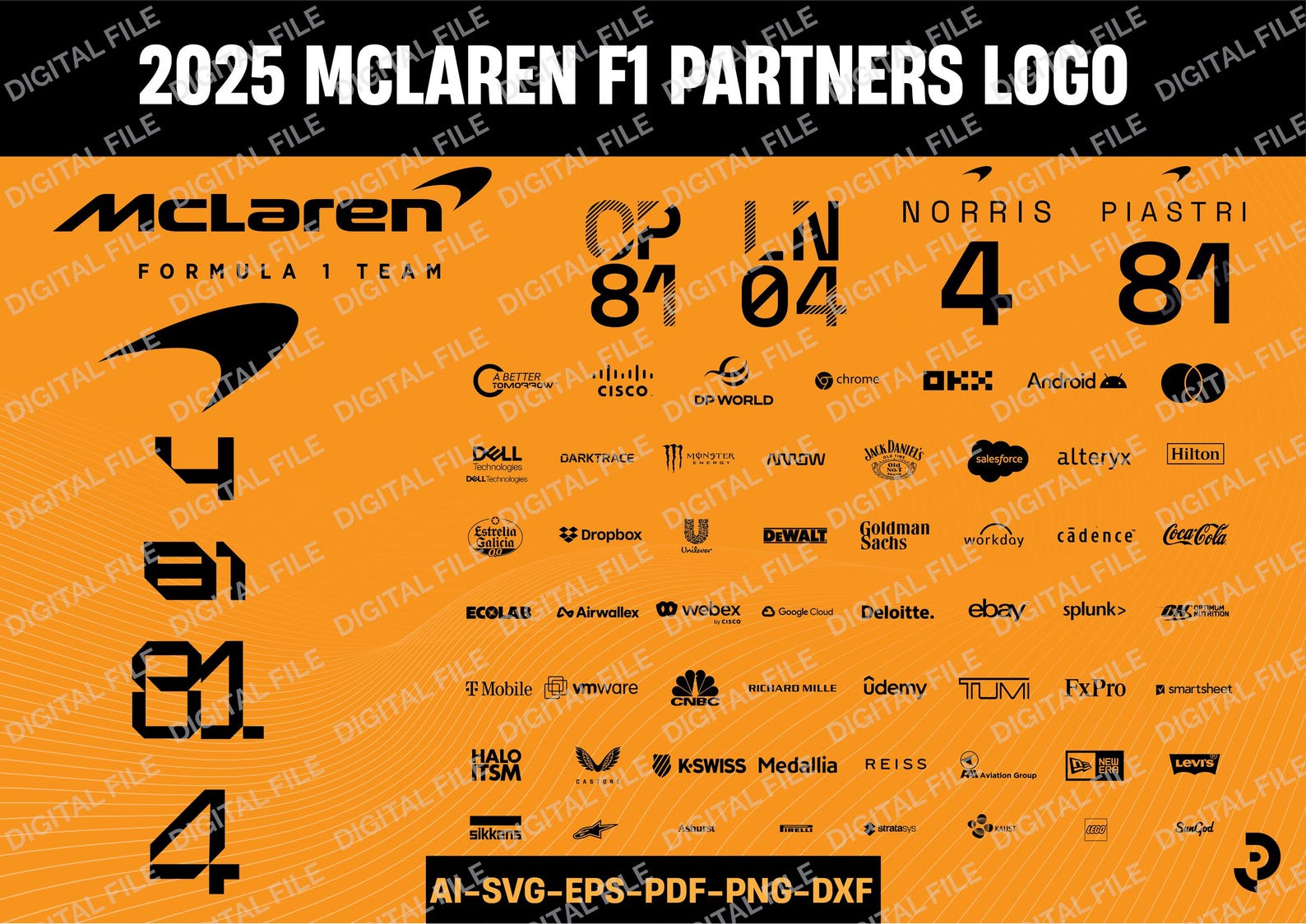 2025 Mclaren F1 Partner Formel 1 Logos Alle Logos - Hochwertige ...