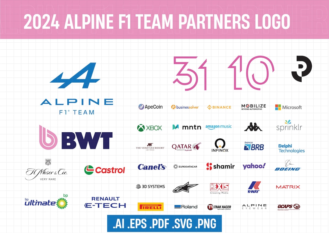2024 Alpine F1 Team Formula 1 Partner Sponsor Vector Logos High-quality ...