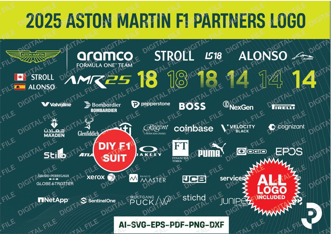 2025 Aston Martin F1 Formula 1 Partner Sponsor All Vector Logos - High ...