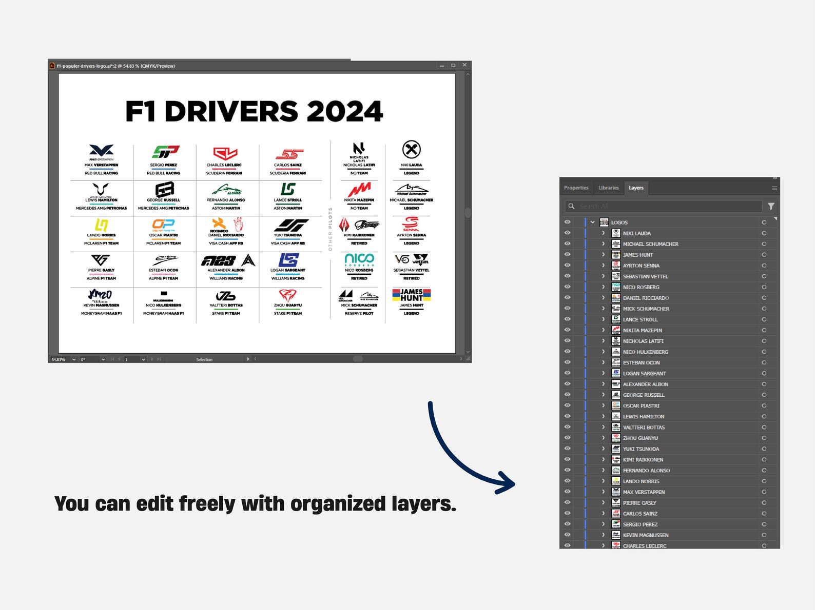 Formula 1 F1 Popular Driver Vector Logos High-quality Digital Files ai ...