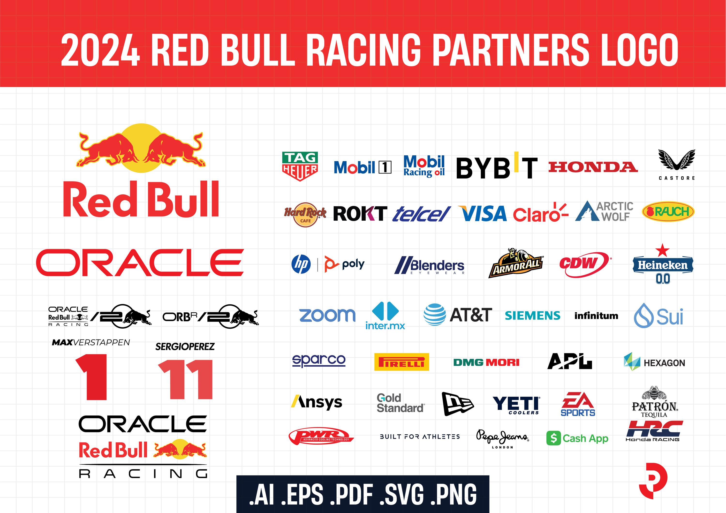 2024 Red Bull Racing F1 Formula 1 Partner Sponsor Vector Logos High ...