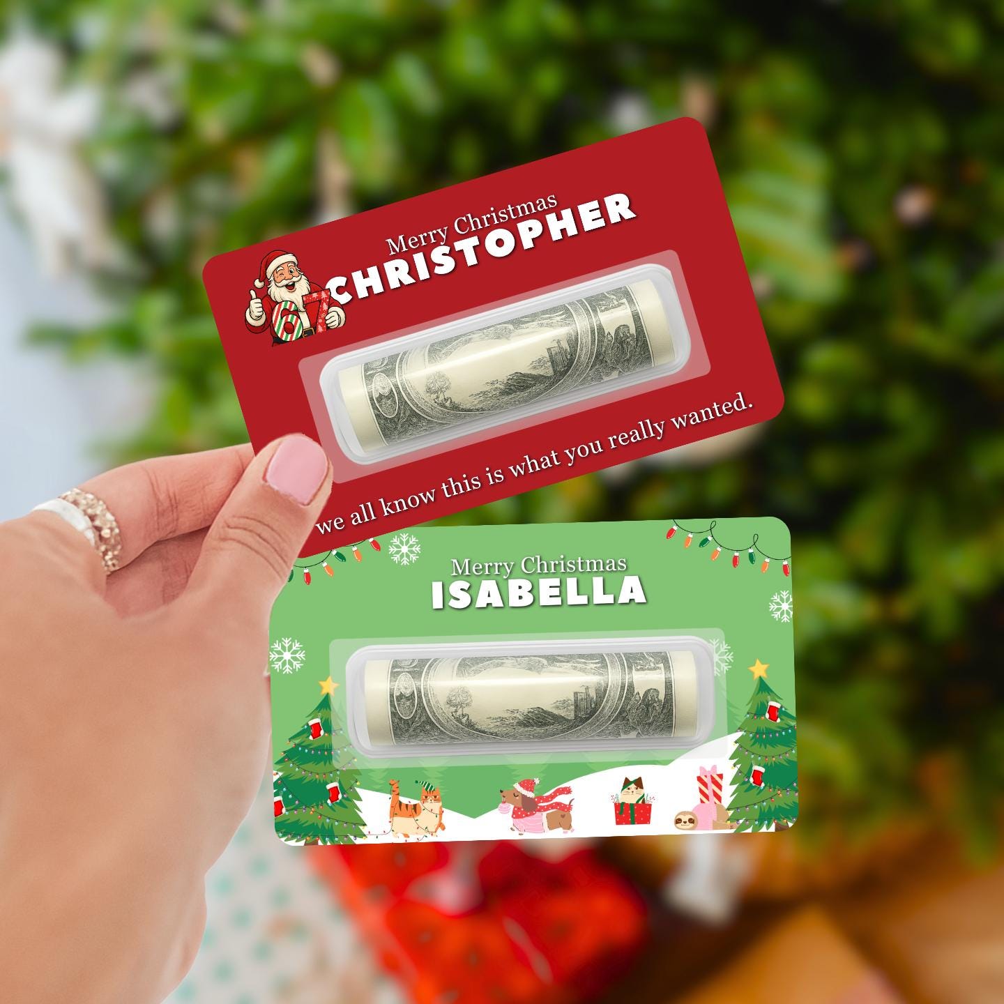 Money Holder Card Stocking Stuffer Personalized Christmas Card for ...