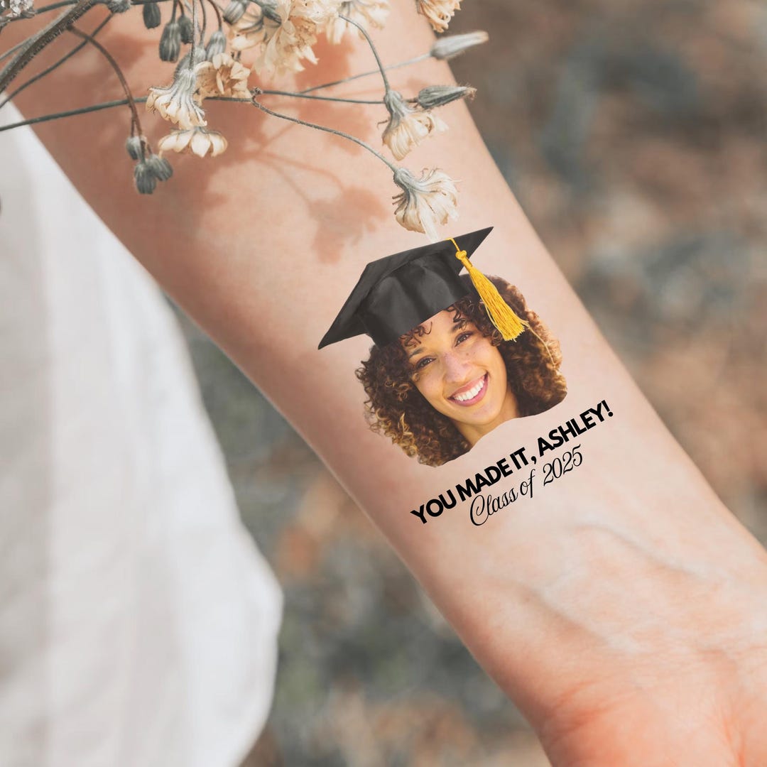 Custom Grad Ceremony Temporary Tattoo Personalized Graduate Face Grad ...