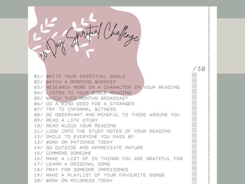 30 Day Challenge | Printable | Personal Study Project | JW | Spiritual ...